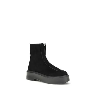 The Row Womens Black Calf Leather Bos Taurus Lace-Up Boots