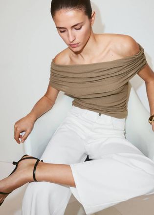 Mango Jean balloon crop blanc - Femme - 32 - MANGO