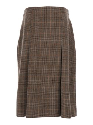 Saint Laurent Womens Midi Skirt Grey Wool