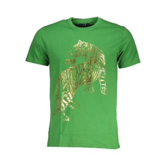 Cavalli Gr&uuml;nes Tiger Print Crew Neck T-Shirt - - Tops - Herren - Gr&uuml;n - M