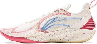 Li-Ning Herren Basketballschuh Verschleißfest Stabile Mode Sportschuhe Shining 2V2 Milchig Weiß/Rosa/Blau EU 41