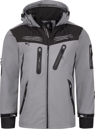 Rock Creek Herren Softshell Jacke Outdoor Regenjacke Windbreaker Softshelljacken Wanderjacke Skijacke Laufjacke Thermojacke Kapuze H-159 Grau XXXXL