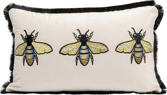 Kare Design Design Kissen Bees, 45x45cm, Weiß, Modern, Zierkissen, Dekokissen, Tiermotiv, mit Reißverschluss, Schlafzimmer, Wohnzimmer, für Sofas/Couches