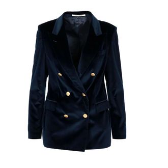 Tagliatore Doppelreihiger Samtblazer - - Jackets - Damen - Blau - L