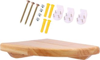 Garneck Eckwandregal aus Massivem Gummibaumholz Schwebendes F&auml;cherf&ouml;rmiges Holzregal Dekoratives Wandboard f&uuml;r Wohnzimmer Schlafzimmer K&uuml;che und Bad