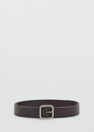 Mango Ceinture en cuir fermeture m&eacute;tallique chocolat - Homme - 100 - MANGO MAN