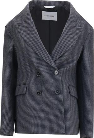 Balenciaga Zweireihiger Hahnentritt-Blazer - - Jackets - Damen - Grau - S