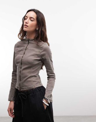 Weekday veste ajust&eacute;e zipp&eacute;e en kaki-Vert