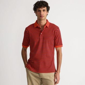 Lands End Supima Kurzarm-Polo, Classic Fit, Herren, Gr&ouml;&szlig;e:52-54 regular, Rot, Baumwolle, by Lands End
