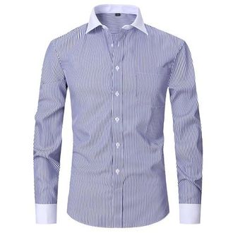 Generic Chemises formelles pour homme en coton boutonn&eacute;, grande taille, chemise d&eacute;contract&eacute;e &agrave; manches longues, coupe droite, t-shirt &agrave; col standard, haut de 