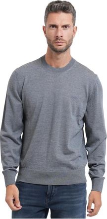 HUGO BOSS Pull &agrave; col rond en laine vierge - Homme - Pulls - Gris - Taille: XL