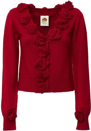 Farm Rio Farm Rio - Gilet en maille &agrave; col en V - Femme - Pulls - Rouge - Taille: 38 FR