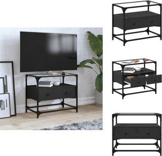 vidaXL Vidaxl - TV-Schrank mit Glasplatte Schwarz 60x35x51 cm Holzwerkstoff - tv Schrank - Fernsehtisch - Holzwerkstoff - Glas - Schwarz