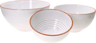 MamboCat Tonschalen Set 3-TLG I weiß glasiert I 24cm 20cm & 17cm I 2,5L 1,5L & 0,7L I Ton-Bowls als Salatschüssel Müslischüssel Obstschale Beilagenschale UVM. 