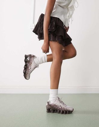 Nike Shox TL - Baskets unisexe - Marron et argenté