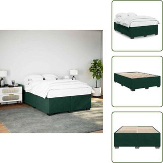 vidaXL The Living Store Bettgestell ohne Matratze Dunkelgr&uuml;n 160x200 cm Samt - Samtbett - Doppelbett - Boxspringbetten - Betten Gestell - Massivholzbette