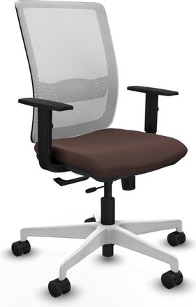 Piqueras y Crespo B&uuml;rostuhl mit 1D-Armen, h&ouml;henverstellbare Lendenwirbelst&uuml;tze, ausgestattet mit Synchron/Translack und injiziertem Schaumstoff, Wei&szlig;/Dunkelbraun