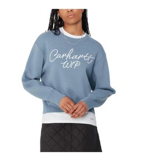 Carhartt Work in Progress Signature Sweater in Dusty Ice Wax - - Knitwear - Damen - Blau - L