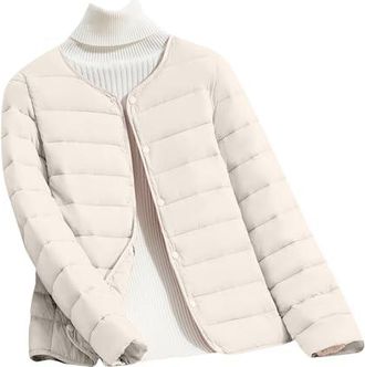 Generic Cocila Doudoune LéGèRe En Coton Pour Femmes Automne Et Hiver Avec IntéRieur Manteau ExtéRieur Longs Manteaux Mode (Beige Xl) Veste Jeans Femmes Only V