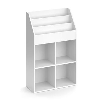 Vicco Bücherregal Weiß Luigi - 72x114x31 cm aus Spanplatte - stehende Aktenregal ideal fürs Kinderzimmer, perfekte Ordnung für Lieblingsbücher und Spielzeug