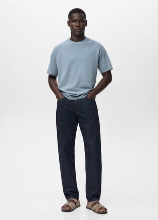 Mango T-shirt coton lin relaxed-fit bleu indigo - Homme - XXL - MANGO MAN