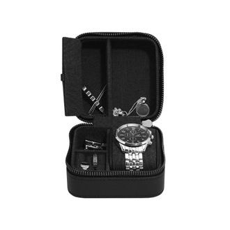 Stackers Schwarze geriffelte Uhren- und Schmuckschatulle