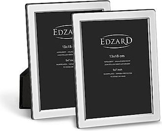 Edzard Lot de 2 Cadre photo Salerno photo 13 x 18 cm, noble argent&eacute;, r&eacute;sistant au ternissement, velours doux arri&egrave;re, incl. 2 cintres, pour se tenir debout e