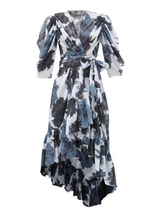 Alexandre Vauthier Asymmetric gathered printed cotton-gauze wrap dress Size M