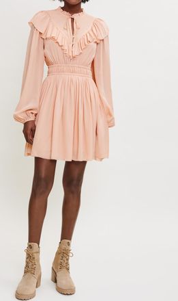 Maje Kurzes Kleid Mit Volants - Blassrosa - Gr&ouml;&szlig;e 34 - Maje