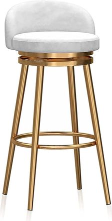 Generic Drehbarer Barhocker Aus Samt mit R&uuml;ckenlehne Und Goldener Fu&szlig;st&uuml;tze - Drehbarer Barhocker In K&uuml;cheninselh&ouml;he