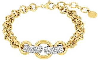 Joop Bracelet Femme en Acier Inoxydable avec zircone synthétique, 19+3 cm, Bicolore, livré dans Un Coffret Cadeau Bijoux, 2039842
