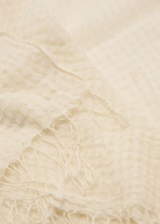 Mango Foulard coton franges &eacute;cru - Femme - Taille unique - MANGO