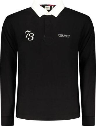 Pepe Jeans London Homme, Tops, Noir, Taille: S Polo Rugby Logo Imprim&eacute;
