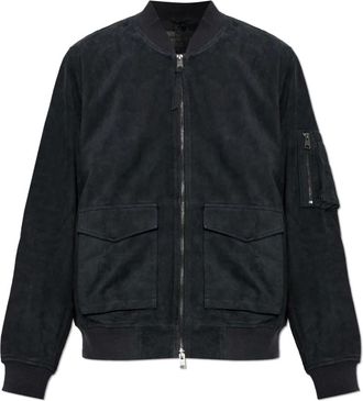 AllSaints Homme, Vestes, Bleu, Taille: XL Rokko Suede Bomber Jacket
