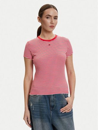 Tommy Jeans T-Shirt DW0DW17383 Rot Slim Fit