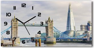 Tulup Wanduhr aus Glas 60x30 cm Glas Uhr Bild Glasuhr Gehärtetes Glas Küchenuhren - Schwarze Zeiger - Themse London