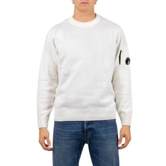 C.P. Company C.p. Company - Pull &agrave; col rond avec poche Lens - Homme - Pulls - Blanc - Taille: L