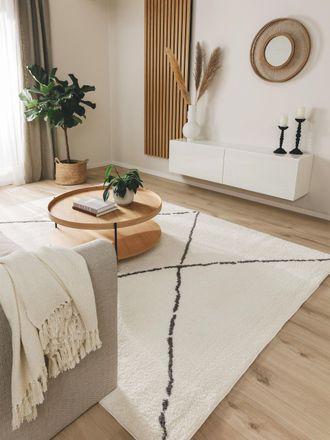 benuta Nest Hochflorteppich Benno - Creme 140x200 cm - Kunstfaser - Rechteckig & im Style: Berber, Traditionell, Hygge & Cozy, Minimalistisch, Scandi - Pfleg