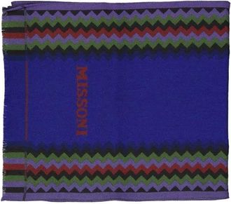 Missoni T&uuml;cher & Schals - Fringe-Finished Wool Scarf With Zigzag Patterns - Gr. unisize - in Blau - f&uuml;r Damen
