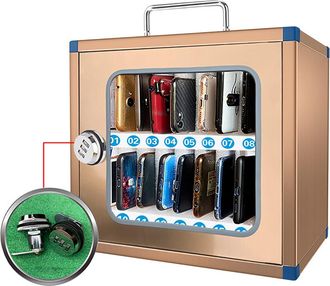 Generic Handy-Schlie&szlig;fach aus Edelstahl, Handyhalterung f&uuml;r Klassenzimmer, mit Zahlenschloss, 6/16/24 F&auml;cher, f&uuml;r Krankenh&auml;user, B&uuml;ros und Labore(Gold,Medium)