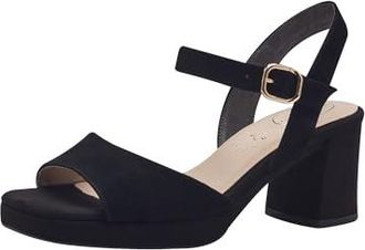 Tamaris Comfort Sandales Femme &agrave; Talon Cuir avec Bride r&eacute;glable, Black Suede, 39 EU