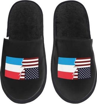 Generic Chaussons Maison Style Déchiré États-Unis Et Drapeaux Légers Chaussons Lavables Pantoufles En Coton Pour Outdoor Voyage Hiver L
