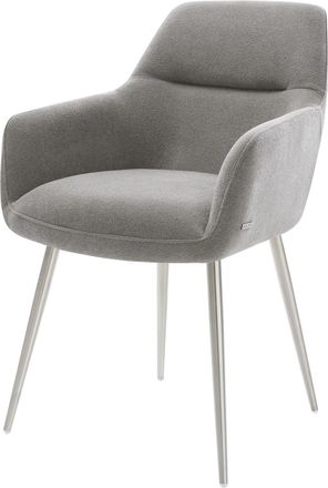 DELIFE Polsterstuhl Pejo-Flex 4-Fu&szlig; konisch Edelstahl Strukturstoff Soft Grau Taschenfederkern