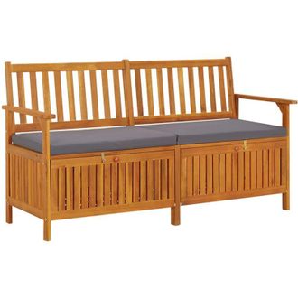 vidaXL Vidaxl - Banc de rangement avec coussin 148 cm Bois dacacia solide