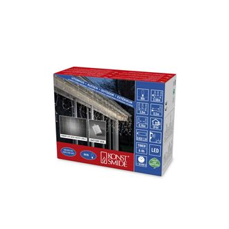 Konstsmide LED Eisregen Lichtervorhang, mit Lichtsensor und 6h und 9h Timer, 80 bernsteinfarbene Dioden, batteriebetrieben, Au&szlig;en (IP44), wei&szlig;es Kabel - 3739-802