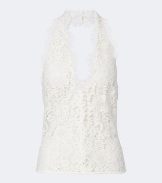 Stella McCartney Top en dentelle de coton m&eacute;lang&eacute;
