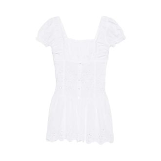 Frankies Bikinis Femme, Blouses et Chemises, Blanc, Taille: 38 FR Robe en coton &agrave; encolure carr&eacute;e