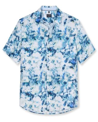 Olymp Casual, Regular Fit, Kurzarmhemd aus Leinen mit Print in