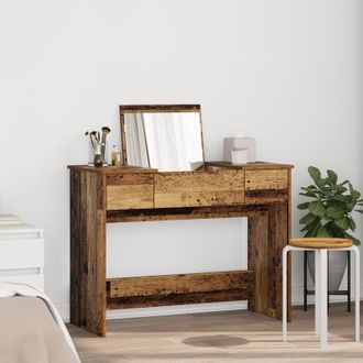 vidaXL Table de Maquillage avec Miroir Bois Vieilli 100x45x76 cm Vidaxl