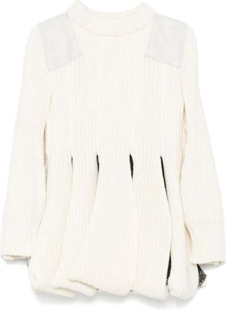 sacai Femme, Pulls, Blanc, Taille: 40 FR Tricot ras du cou
